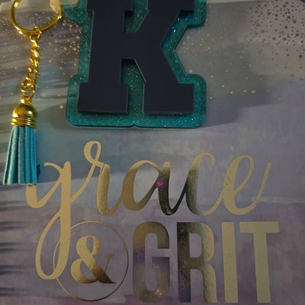 Varsity Letter Backpack Tag - Initial Keychain - Baby Bag Tag - Diaper ...