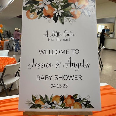CUSTOM Orange Citrus Welcome Sign Little Cutie Baby Shower Welcome Sign ...