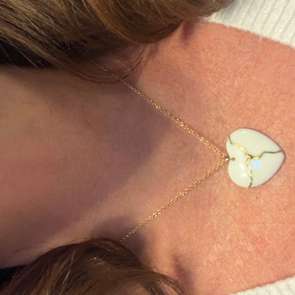 Porcelain Necklace, Kintsugi Heart Necklace, Resilience Necklace, 18th ...