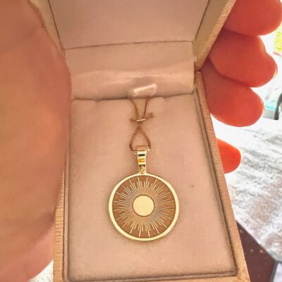 14k Solid Gold Sun Necklace, Personalized Sun Pendant, Sunshine ...