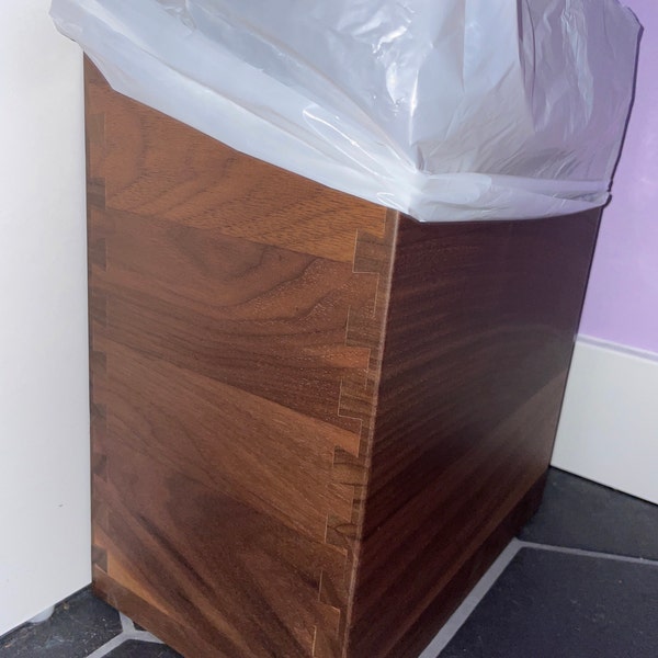 Walnut Trash Can/natural Trash Can/hand Made Trash Can - Etsy