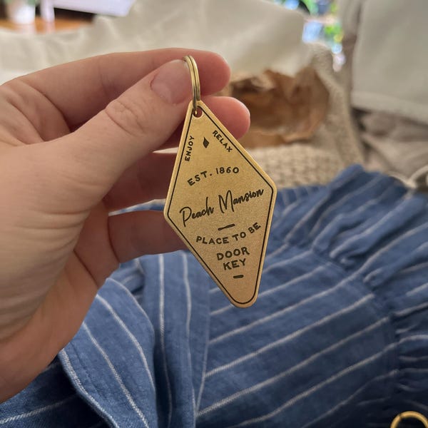 Personalized Vintage Hotel Keychain // Gold Key Ring // Personalised ...