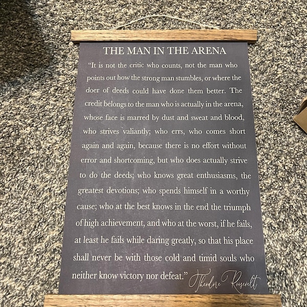Man in the Arena Sign: Inspirational Canvas Hanging | 126 - Etsy