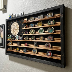 Navy Challenge Coin Display Rack Holder Rustic US Navy American Flag ...