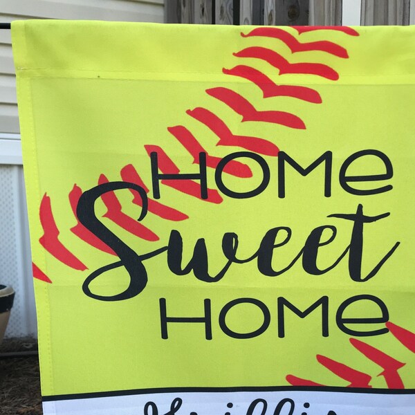 Personalized Garden Flag - Softball Garden Flag - Home Sweet Home ...