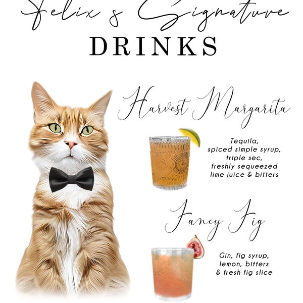 Pet Signature Cocktail Cat Custom Drink Sing Dog Signature Drink Sing ...