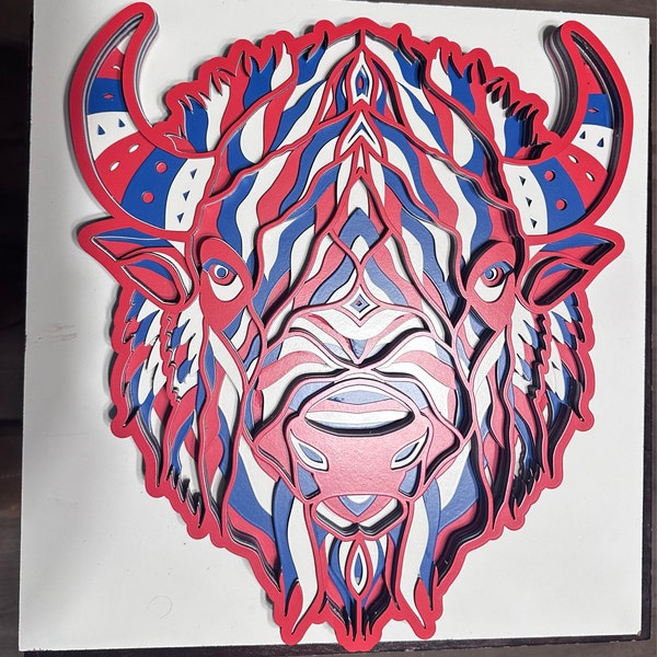 Bison Head Layered Design for Cutting, Vector File for Laser and Paper ...