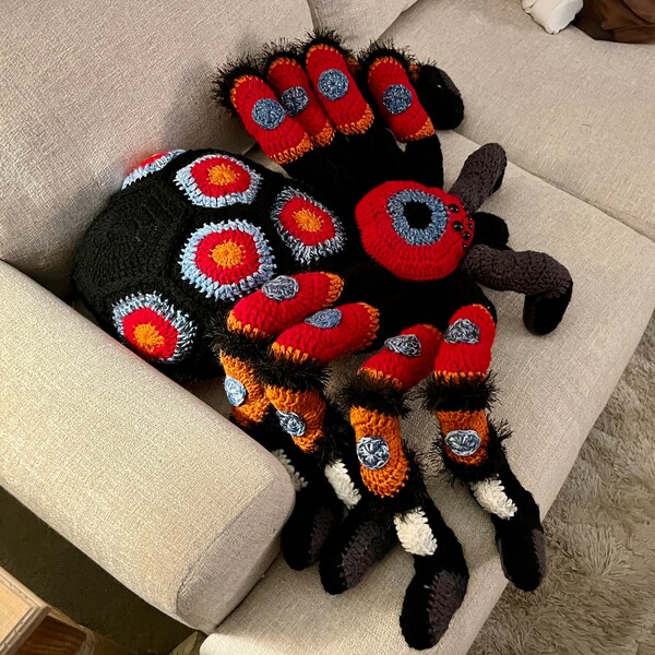 Crochet Pattern Solid Shapes Giant Tarantula Spider African Flower PDF ...