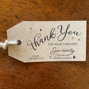 30 Thank You for Your Order Card Tags, Fully Personalised Eco Friendly ...