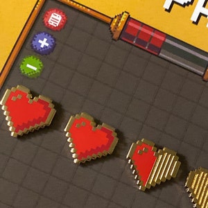 Gold-plated Pixel Heart Pin Gamer Enamel Badge Design Wedding Accessory ...