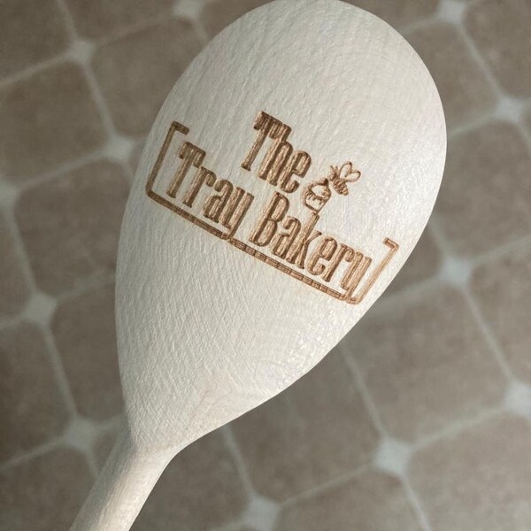 Personalised Engraved Wooden Spoon Custom Text Baking Baker Chef Star ...