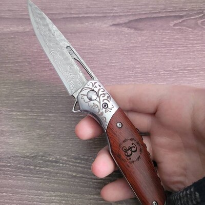 Engraved Pocket Knife Buffalo Bone Handle Knife Personal - Etsy