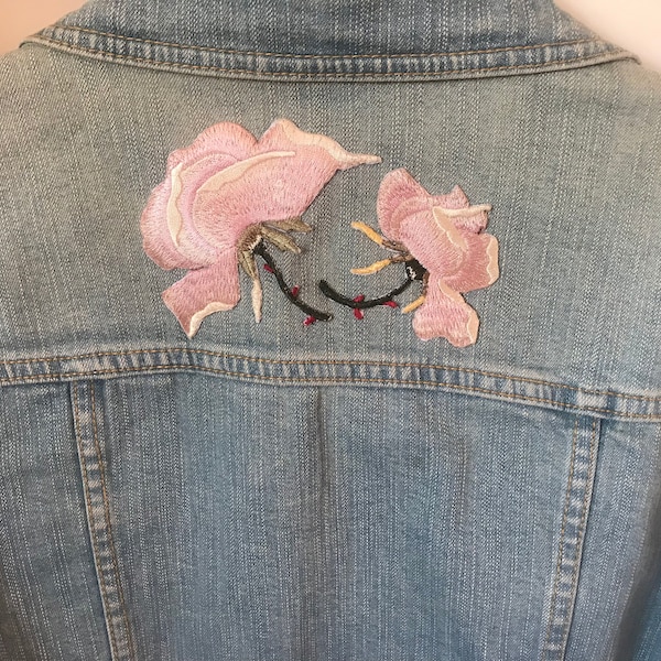 Pink Rose Iron-on Patch, Soft Pink Flower Badge, Floral Patch, DIY ...