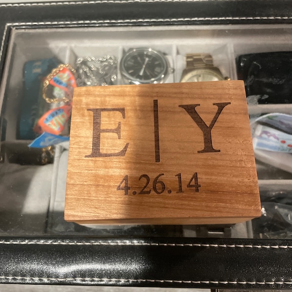 Personalized Wooden Photo Box, Custom Engraved Pull up Photo Box ...