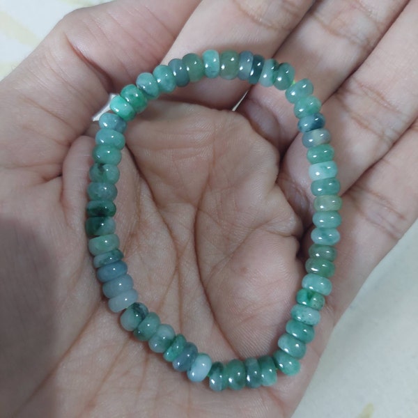 Dainty Grade A Burmese Icy Jadeite Jade Beaded Bracelet, Grade A Burma ...
