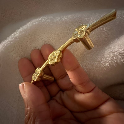 Solid Brass Leaf Knobs Cabinet Pull Knobs Gold Leaves Dresser Knob Pull Kitchen Door Handle Knob ...