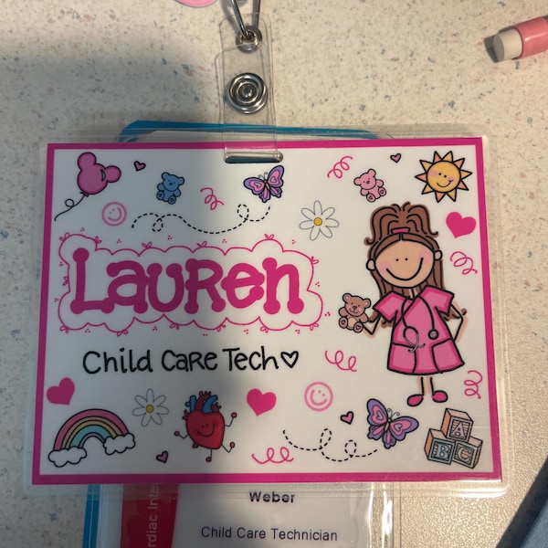 Personalized HORIZONTAL Badge Buddy: Healthcare Name Tag Badge Back 4”W ...