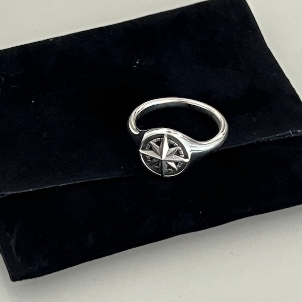 Compass Signet Ring, Wind Rose Ring, Sterling Silver 925, Traveler Ring ...