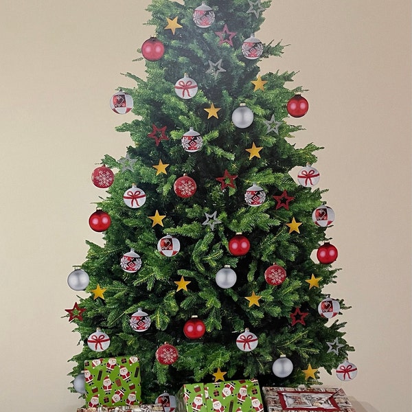 Christmas Tree Wall Vinyl Decal - Large Pine Ornaments Sticker ...