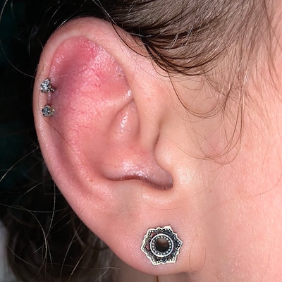 Sterling Silver Ear Tunnels, Lotus Earrings, Ear Tunnel Gauges, Tunnel ...