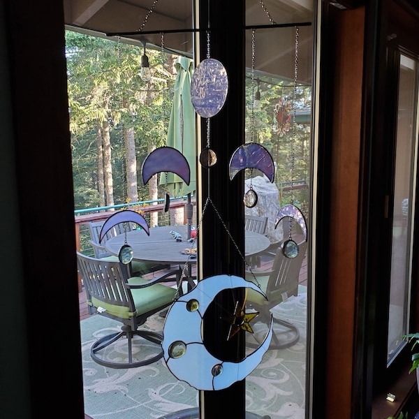Stained Glass Moon Phases Suncatcher - Celestial Window Decor - Etsy