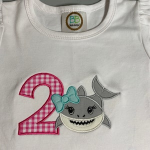 Shark Applique, Shark Number 2 Birthday Machine Embroidery Applique ...