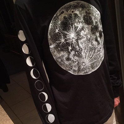 Silver Full Moon and Moon Phase Long Sleeve Shirt Sacred Geometry ...