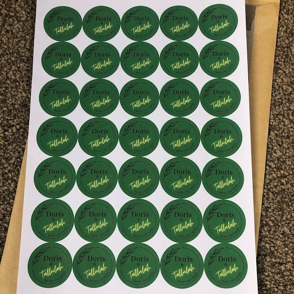 35x Eco Friendly Custom Logo Stickers - 37mm Round Stickers - Matte ...