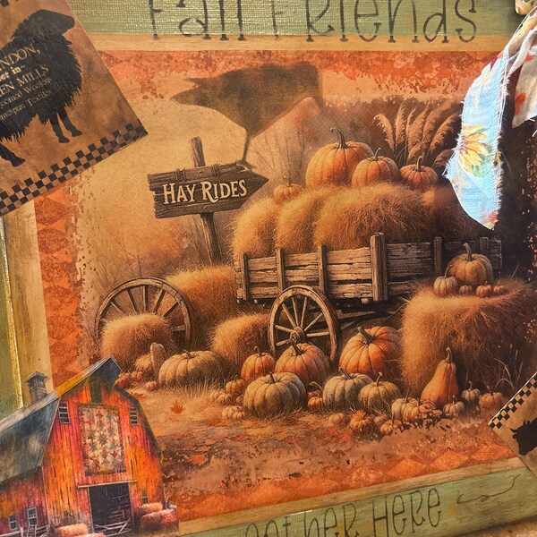 Vintage Primitive Farmhouse 8x8 Rice Print, Autumn, Harvest, Fall Angel ...