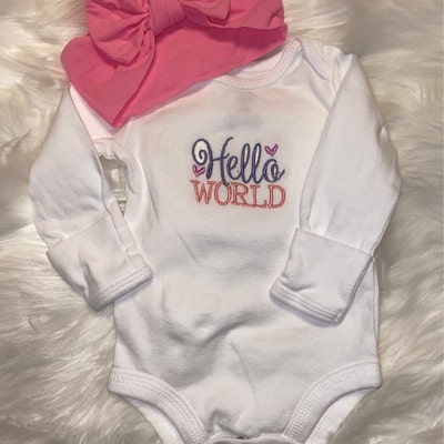 Hello World, Embroidery Sayings, New Baby Embroidery, Socuteappliques ...