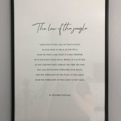 The Law of the Jungle by Rudyard Kipling Print Framed Poem, Rudyard ...