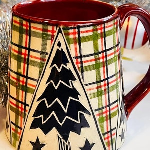 Handmade Christmas Tree Sgraffito Joy Ceramic Ornament Christmas ...