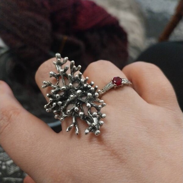 Adjustable Chunky Silver Boho Ring, Statement Wide Band Ring, Large ...