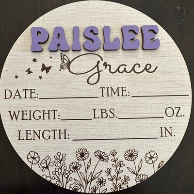 Newborn Birth Stat Sign Baby Stats Plaque Announcement Sign - Etsy