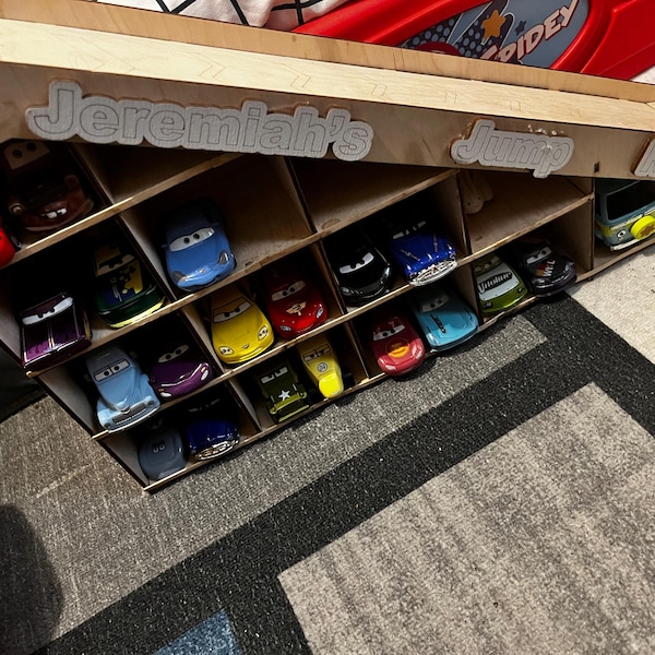 Wooden Car Racetrack Ramp JUMP | Trampoline and Auto Garage ...