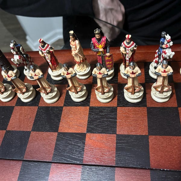 Decorative Chess Set Hand Crafted Mythology Antique Chess Pieces Wood ...