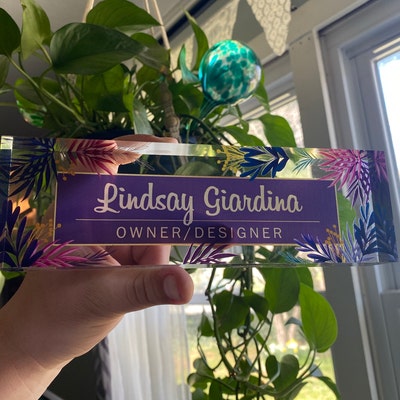 Personalized Desk Name Plate for Office Desk Gold Stripe Design on ...