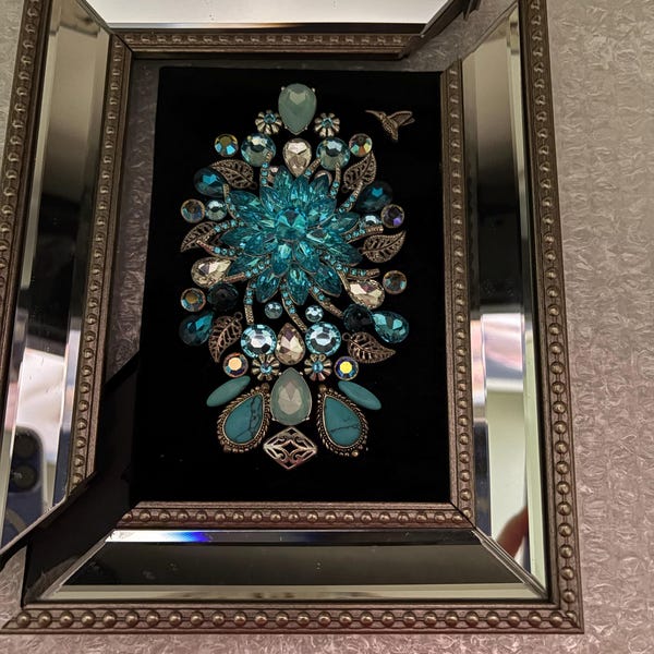 Vintage Jewelry Art Framed Jewelry Tree Jewelry Wall Art Melon Green ...