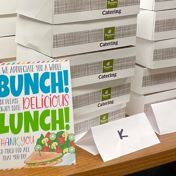 Lunch Thank You Sign, We Appreciate You a Bunch Enjoy Lunch, Staff ...