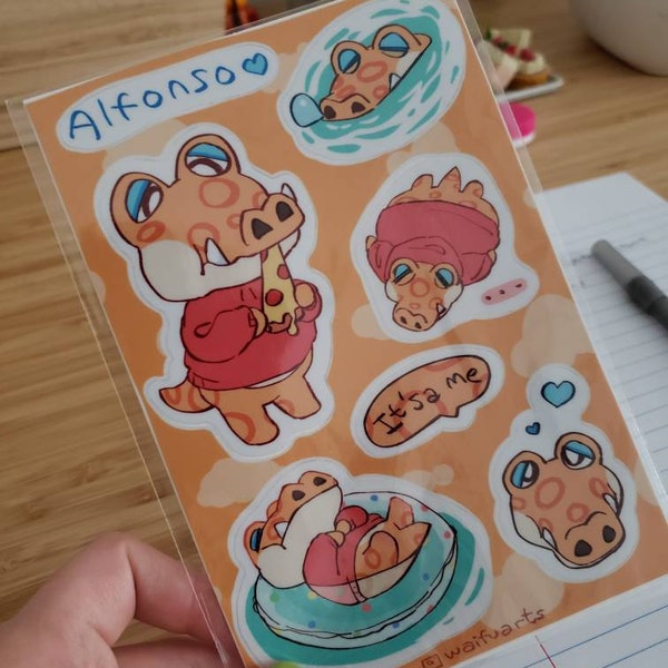 ACNH// Alfonso Glossy 4x6" Vinyl Sticker Sheet - Etsy