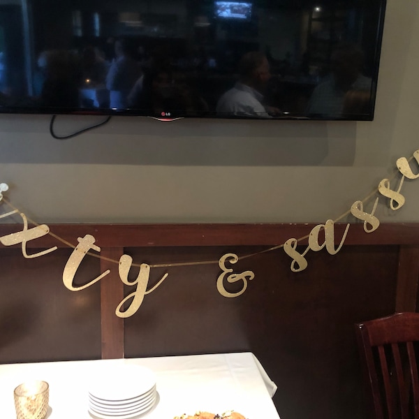 Custom Banner, Personalized Banner, One Line Banner, Gold Glitter Party ...