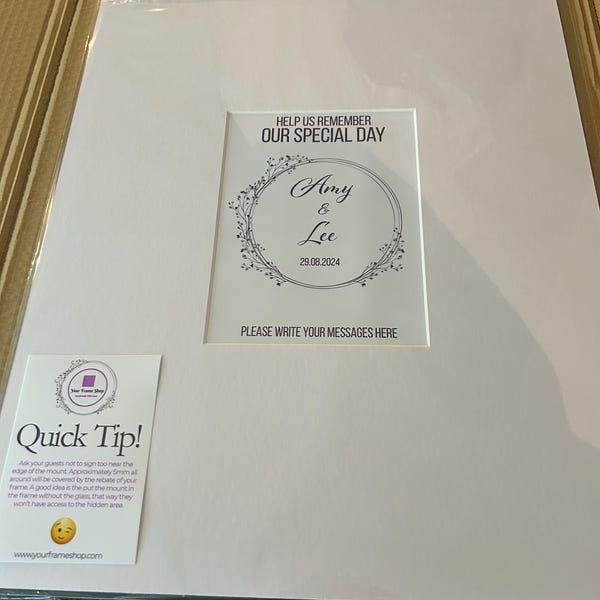 Personalised Wedding Signature Photo Mount - Bespoke Mount Boards for ...