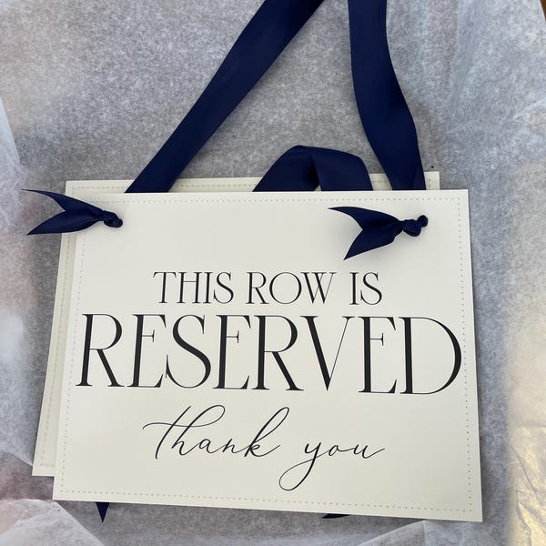 2 Reserved Signs for Wedding Chairs or Church Pews "this Row is ...