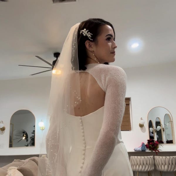Bridal Shrug Wedding Bolero Sheer Light Cardigan Openback Mohair Bridal ...