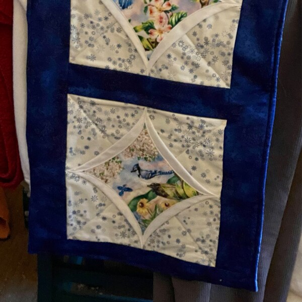 Silver Border Print Table Runner - Etsy