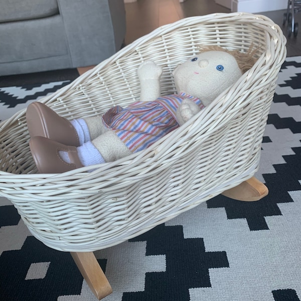 Wicker Baby Doll Cradle: Handmade Nursery Toy, Photo Prop - Etsy