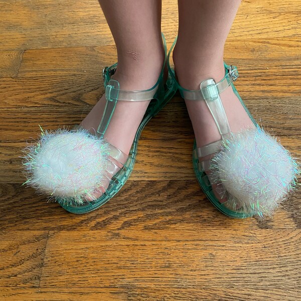 Tinkerbell Puff Ball Shoe Clips, Pom Poms, Tinkerbell Inspired, White ...