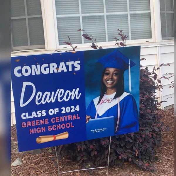 Graduation Yard Sign With H-stake, Personalized Outdoor High School ...