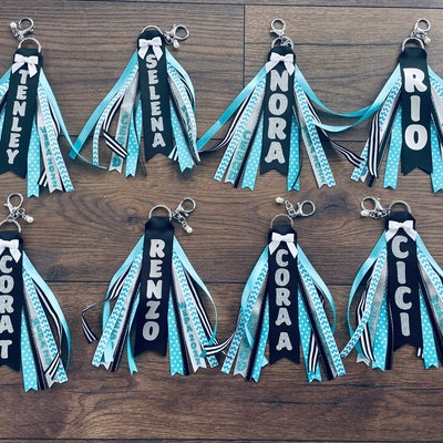 Personalized RIBBON KEYCHAIN Name Key Ring/bag Tag/zipper Pull/purse ...