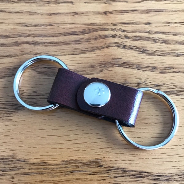 15 Hand Dyed Colors! Key Keeper Ring - Leather Key Chain Snap - Holds 3 ...